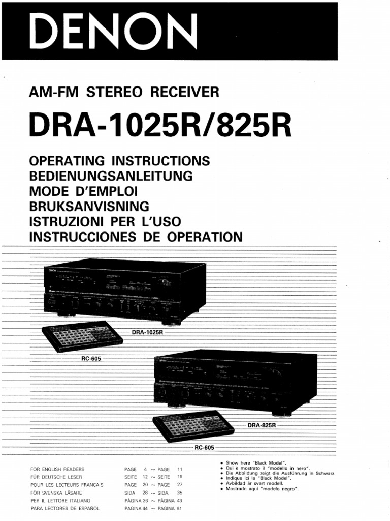 Denon DRA-825R Owner's Manual | PDF