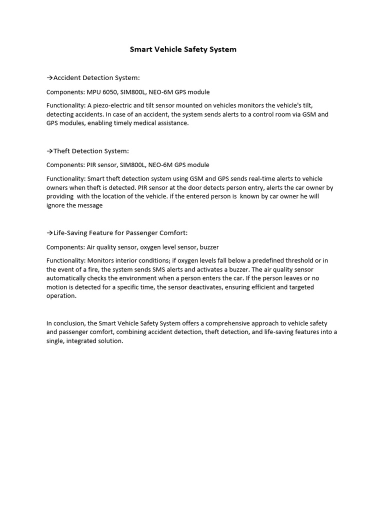 Smart Vehicle Safety System | PDF
