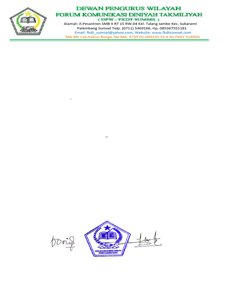 Surat Permintaan Utusan Peserta Porsadin | PDF