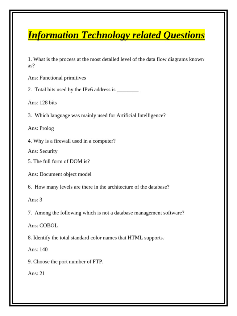 Information Technology Related Questions | PDF