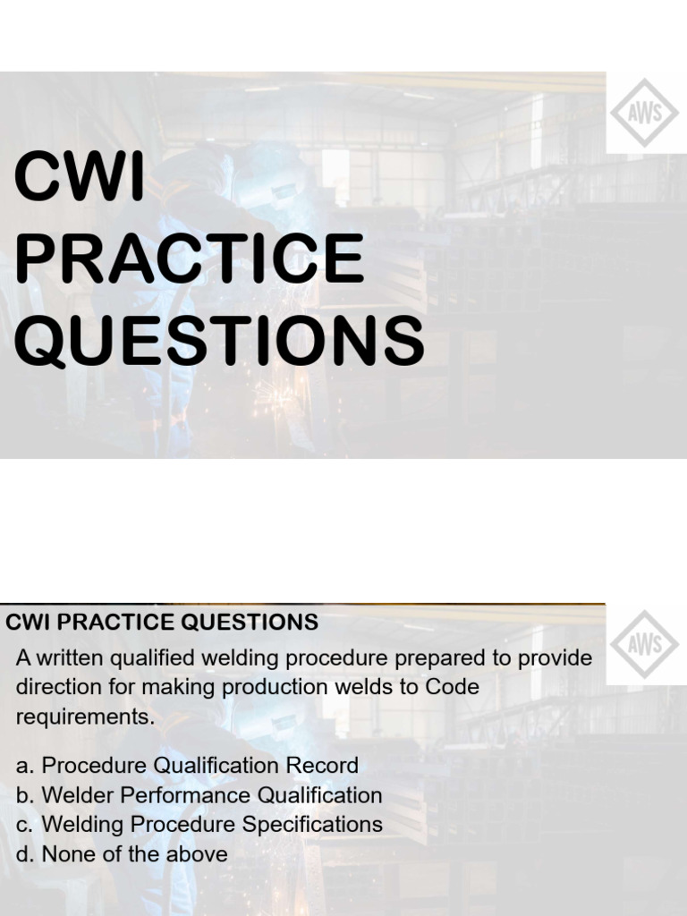 CWI Exam Practice Guide | PDF | Heat Treating | Welding