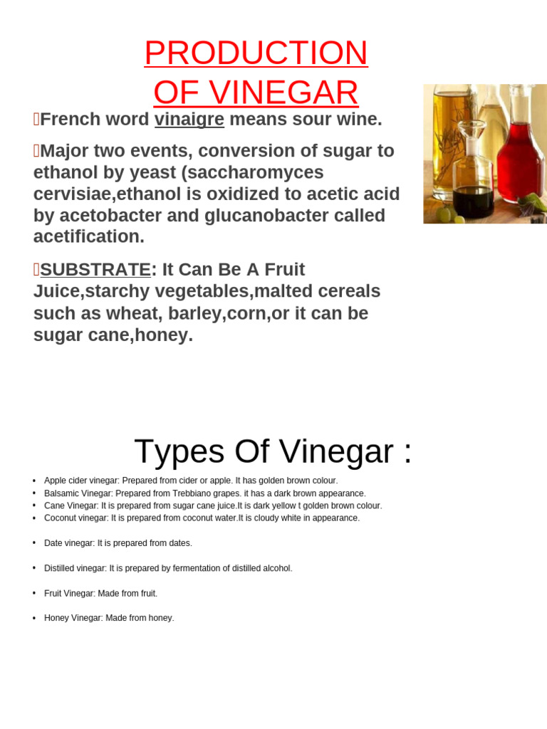 Extraction of Fermented Products; Production of Vinegar | PDF