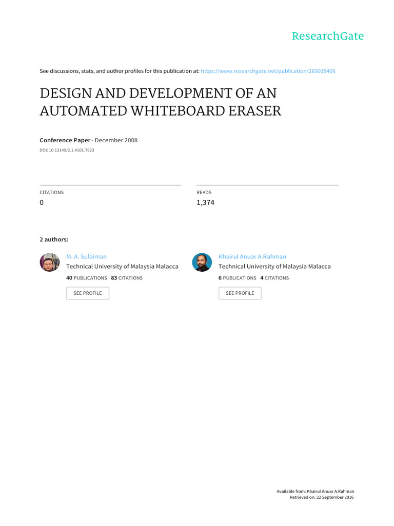 Automated Whiteboard Eraser Design | PDF | Computer Aided Design | Screw