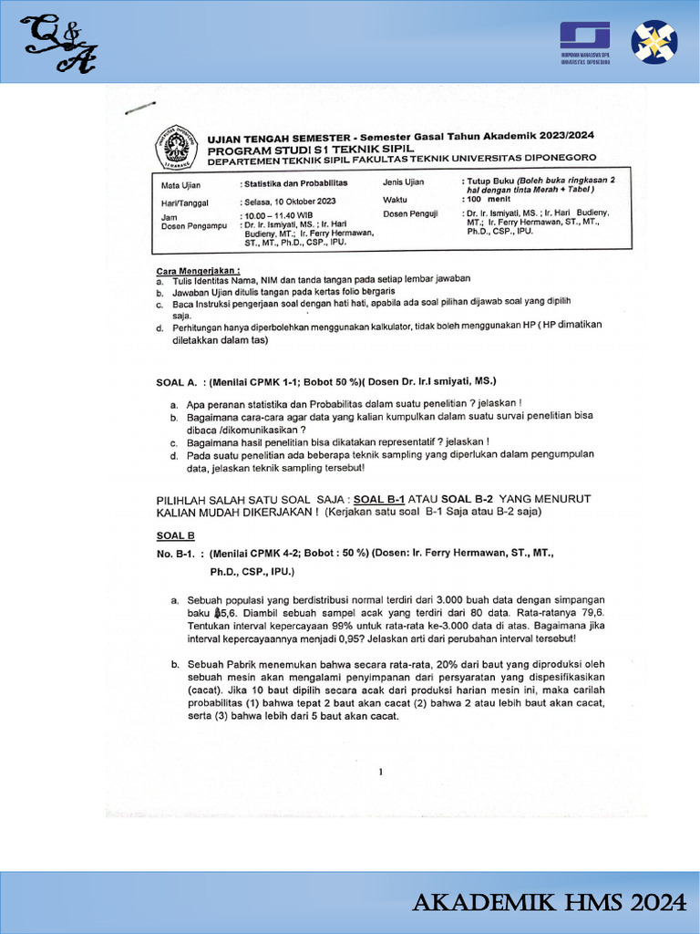 SNJ UTS Statistika dan Probabilitas | PDF SNJ UTS Statistika dan Probabilitas | PDF