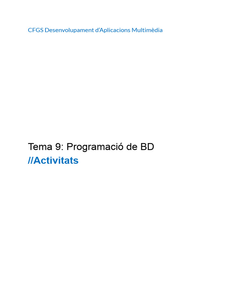 Activitats Tema 9 | PDF