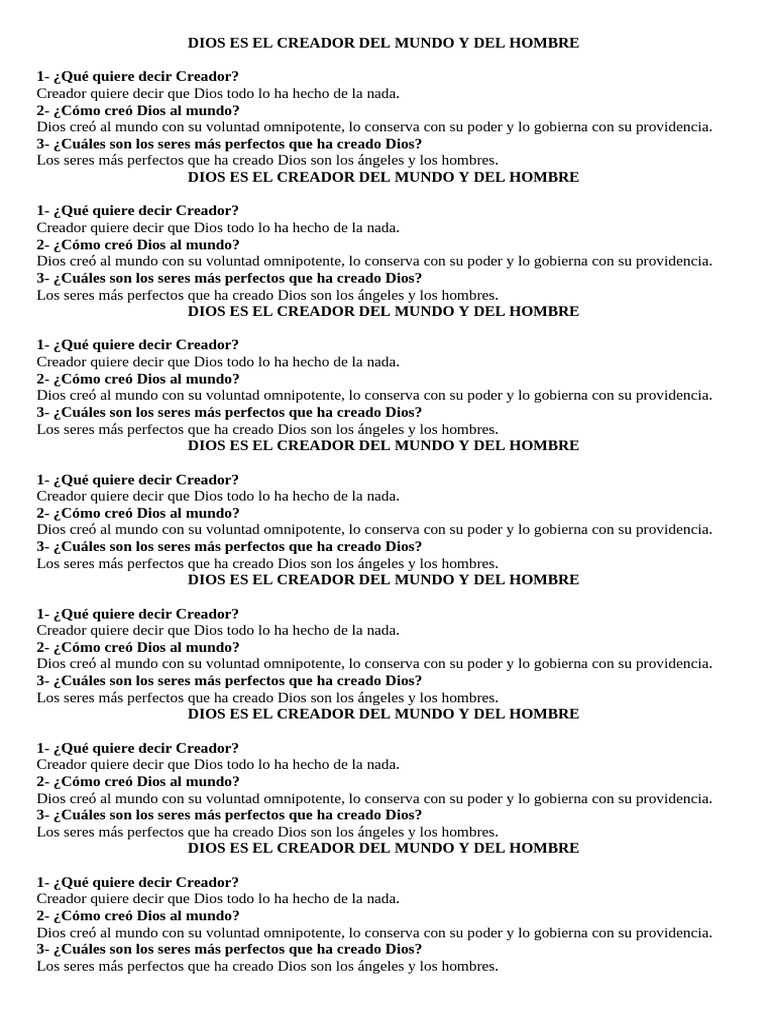 Dios Es El Creador Del Mundo y Del Hombre | PDF
