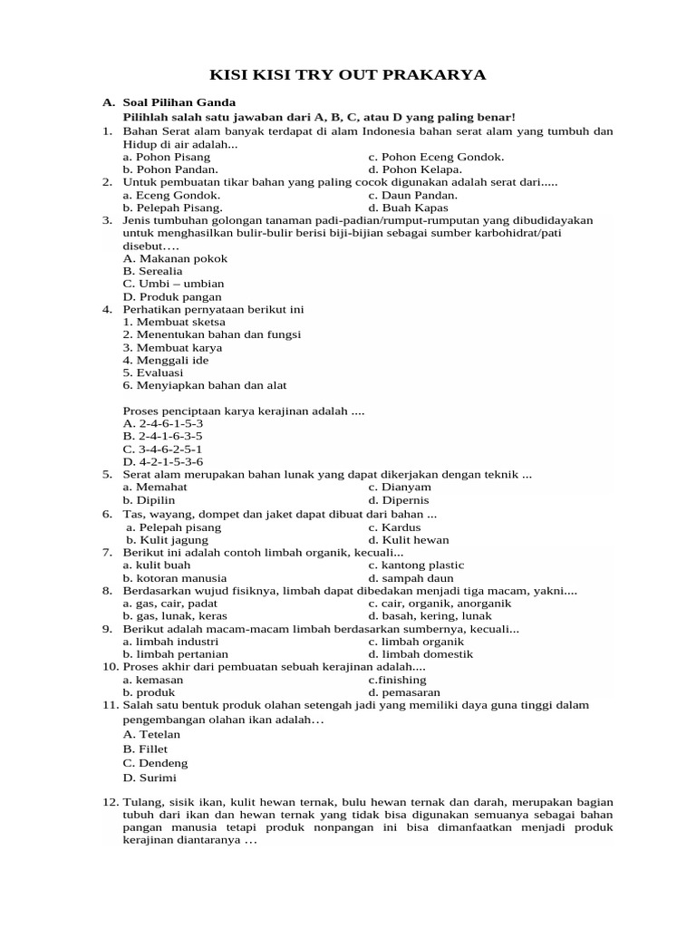 Kisi Kisi Try Out | PDF
