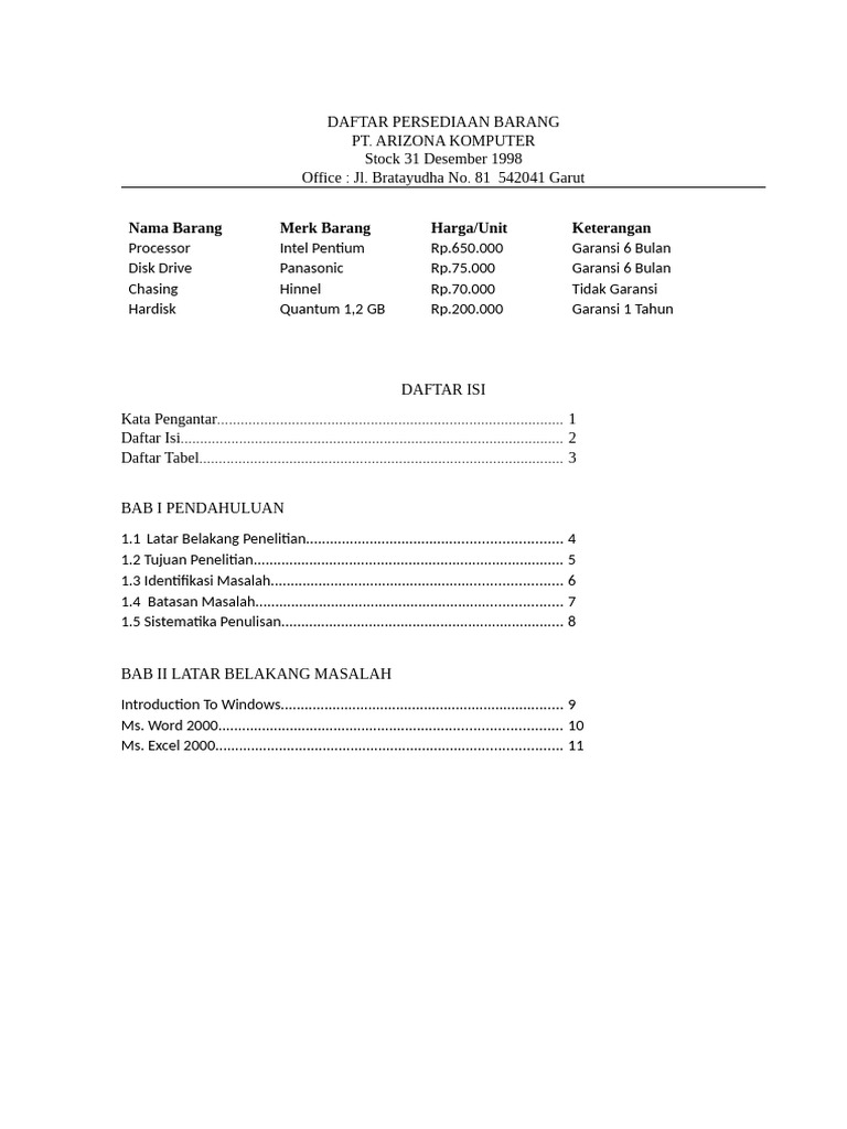 Daftar Persediaan Barang | PDF