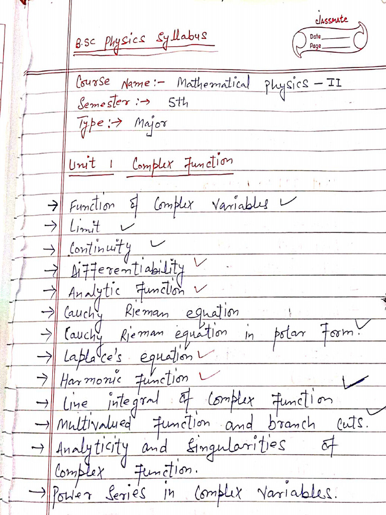 Mathematical Physics 2 - Unit 1 Complex Variables | PDF