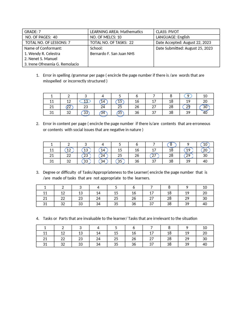 Mathematics 7 - Walkthrough of SLM | PDF
