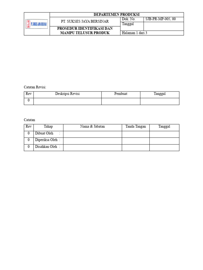 005 PROSEDUR Identifikasi & Mampu Telusur Produk | PDF