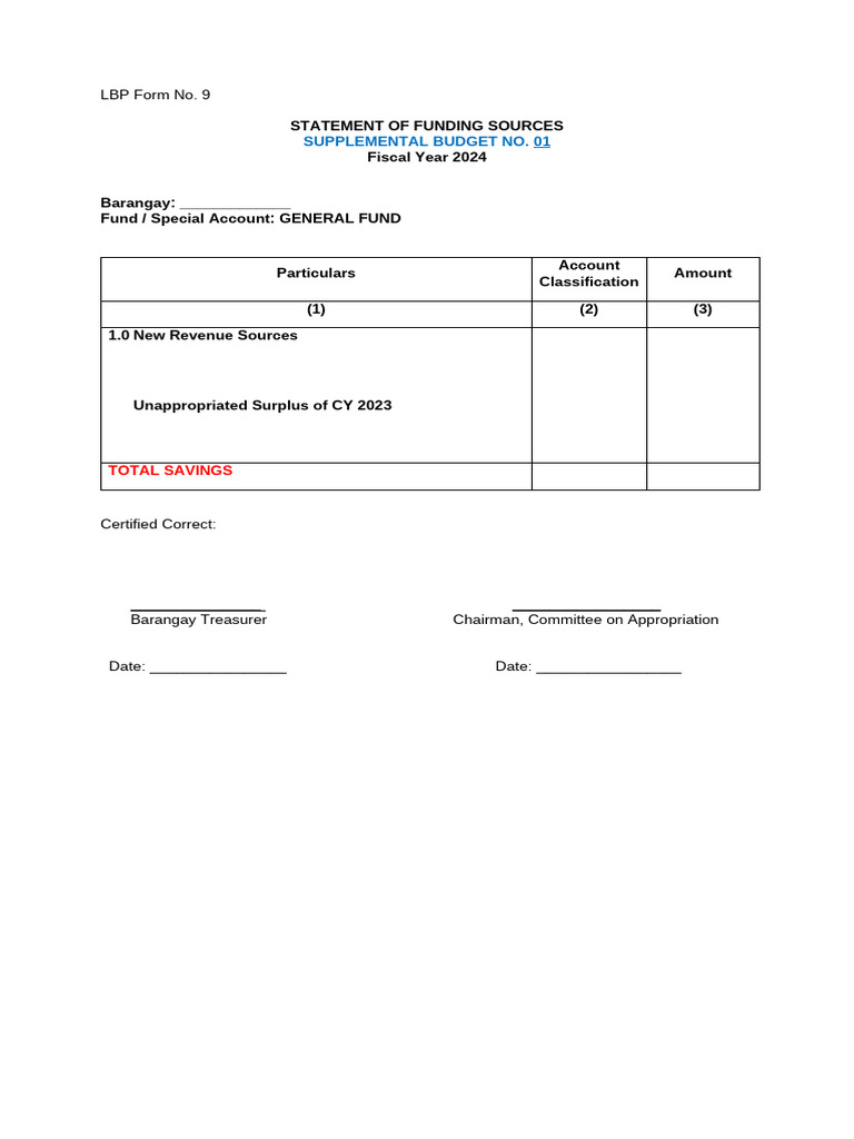 Statement of Funding Sources | PDF