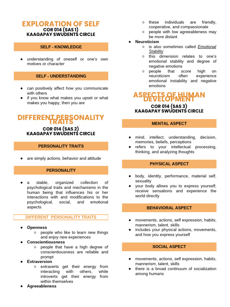 COR 014 - Personal Development (1st Quarter) | PDF | Adolescence | Thought