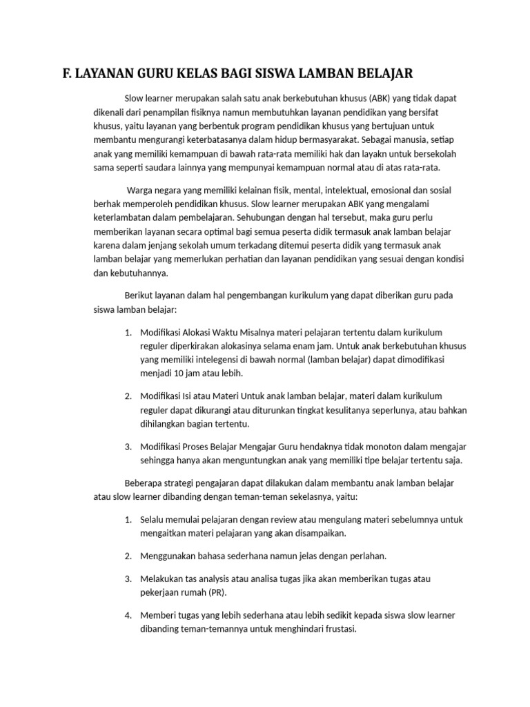 Program Khusus ABK | PDF