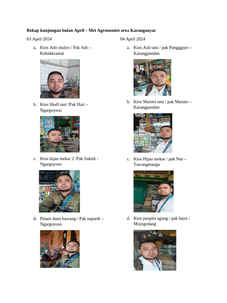 Rekap Kunjungan Bulan April - Meii Dwijo Agus | PDF