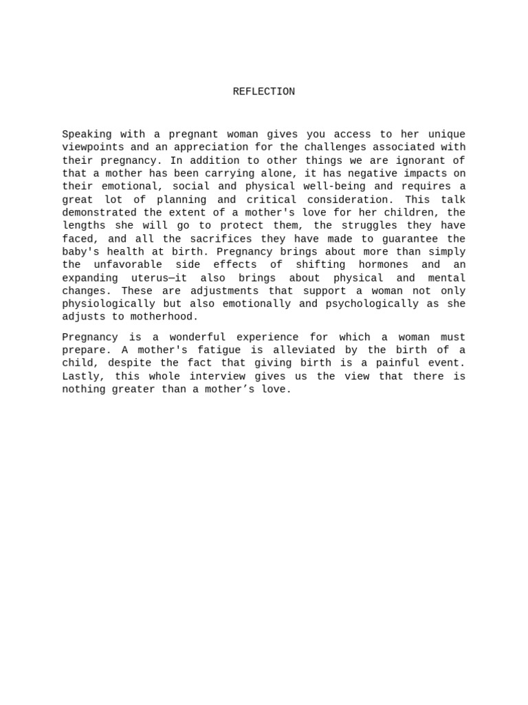Pregnancy Reflection | PDF