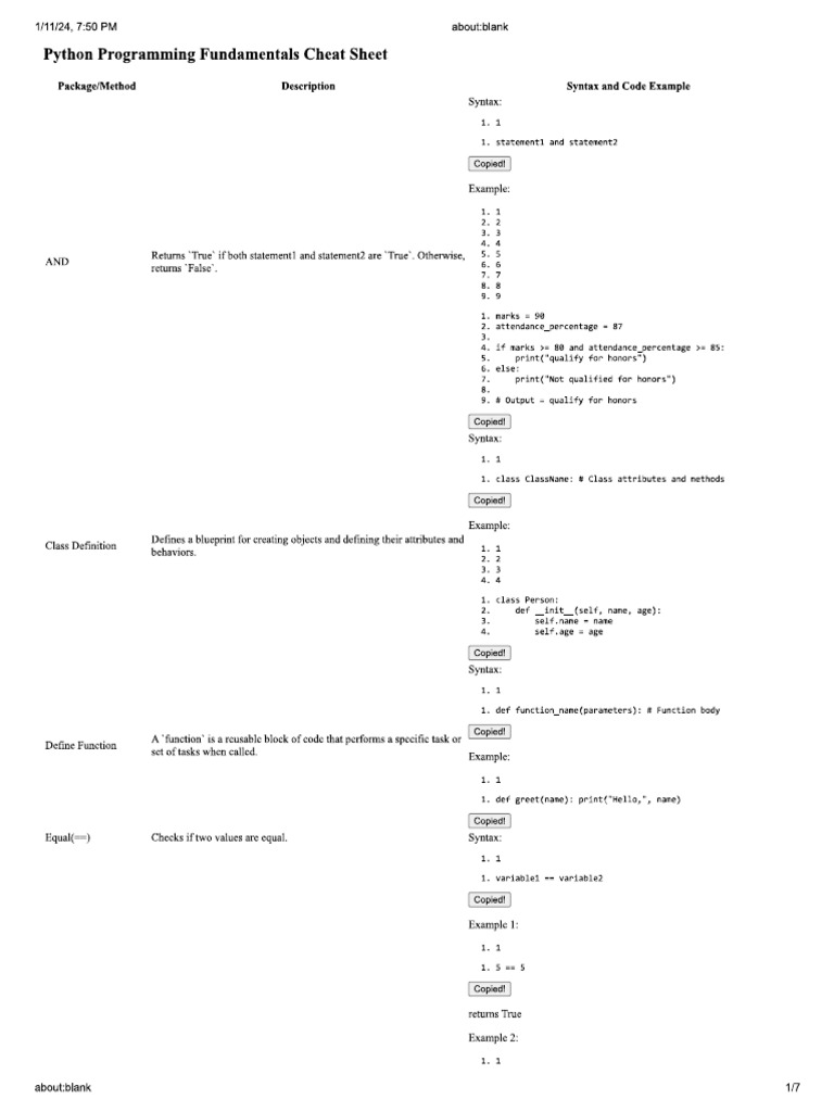 Python Fundamentals Cheat Sheet | PDF Python Fundamentals Cheat Sheet | PDF