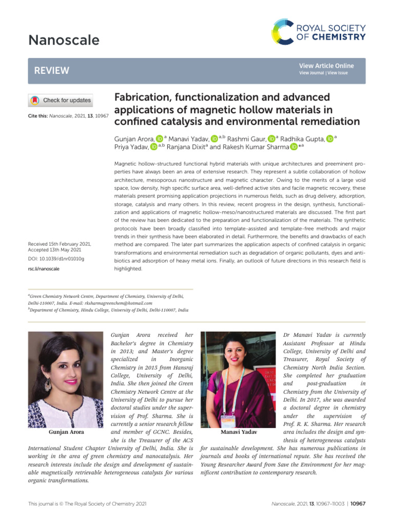 2021, Fabrication, functionalization and advanced applications of magnetic hollow materials in ...