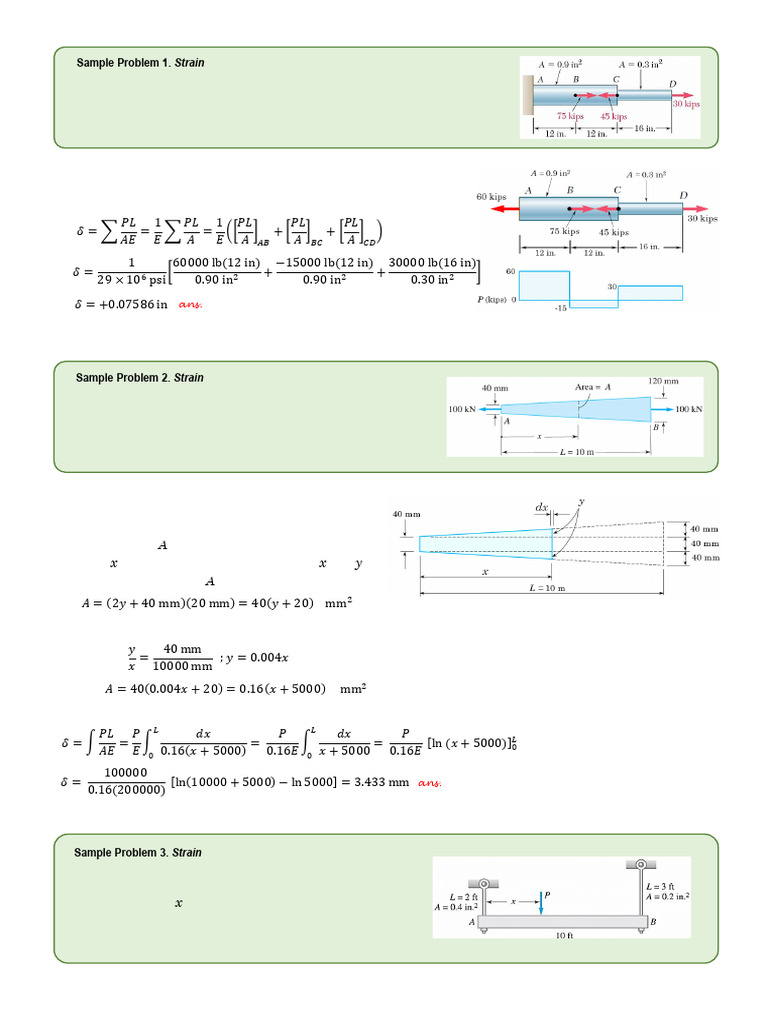 STRAIN (Sample Problems) | PDF