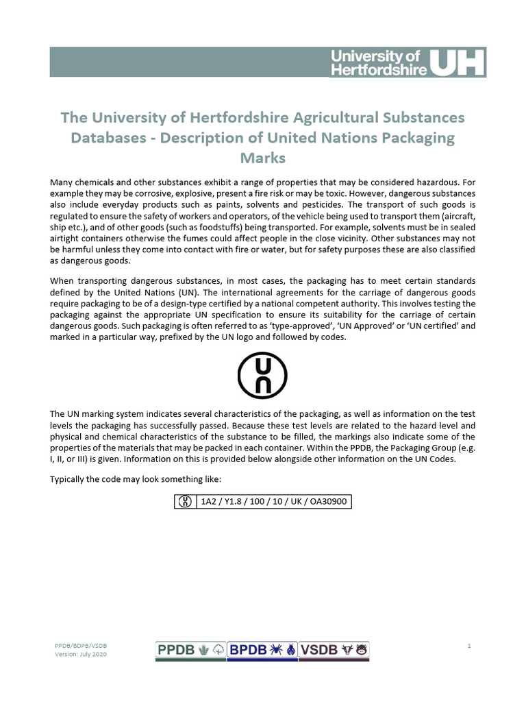 Description of United Nations Packaging Marks | PDF