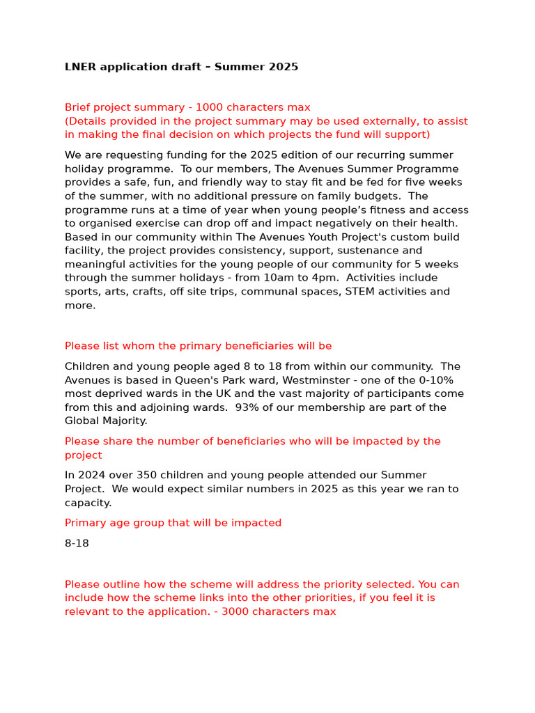 LNER Application Draft Summer 2025 | PDF | Social Psychology | Career ...