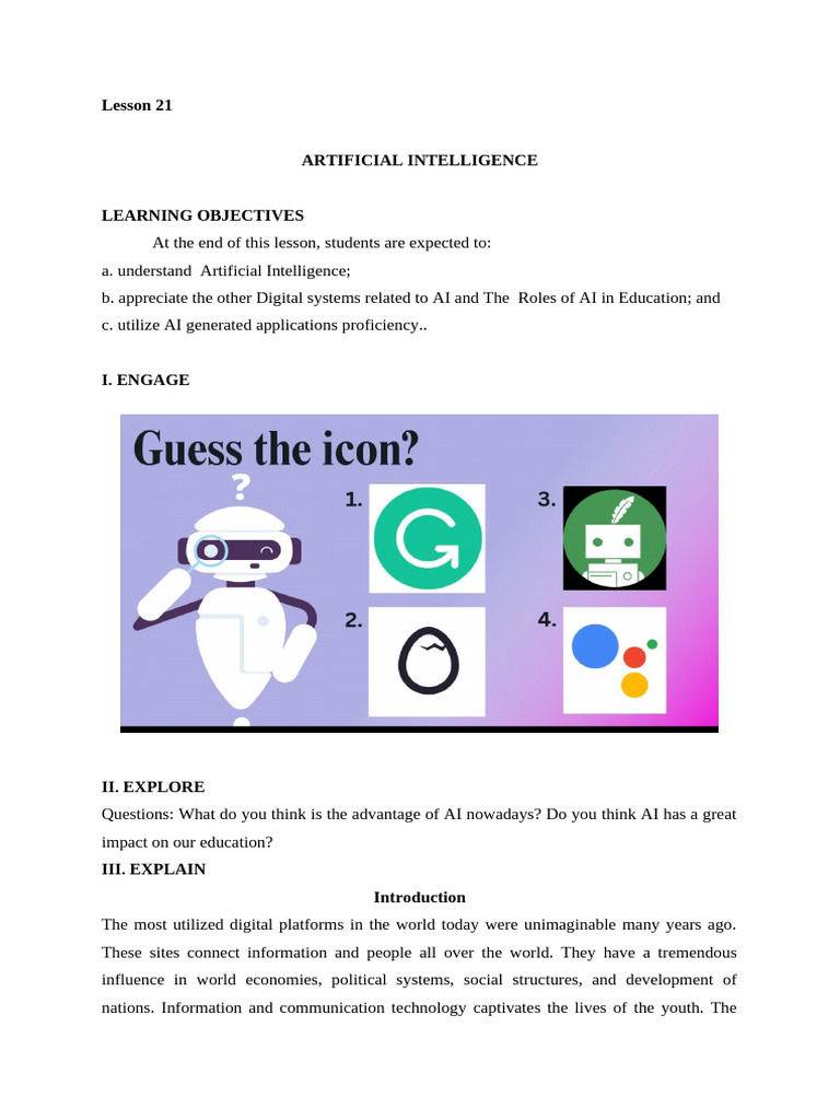 Lesson-21-Artificial-Intelligence | PDF