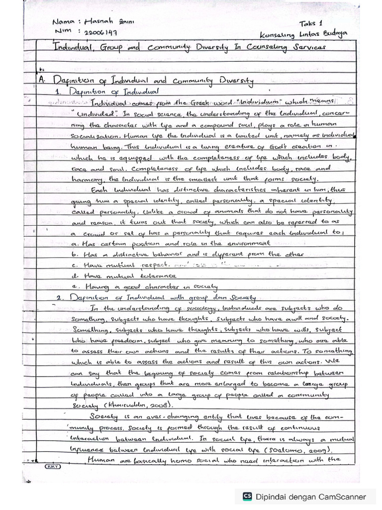 Taks 1 Konseling Lintas Budaya (Hasnah Zaini - 22006147) | PDF