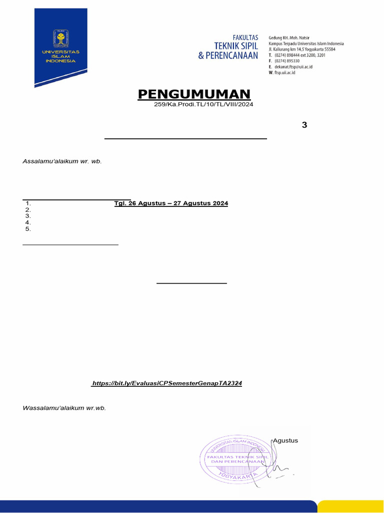 Pendaftaran Yudisium SMT Genap TA 2023 2024 PSTL Batch 3 | PDF