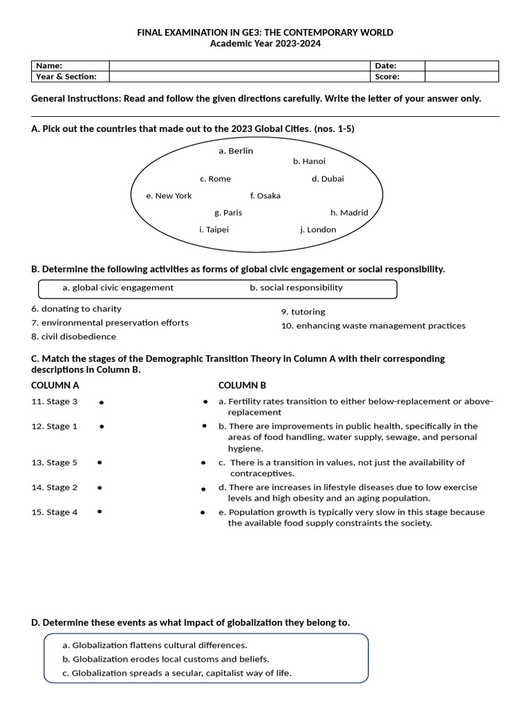Final Examination in Ge3 | PDF