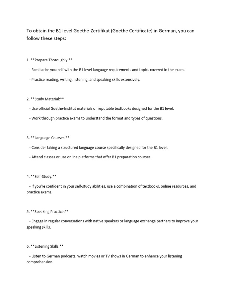 To obtain the B1 level Goethe | PDF