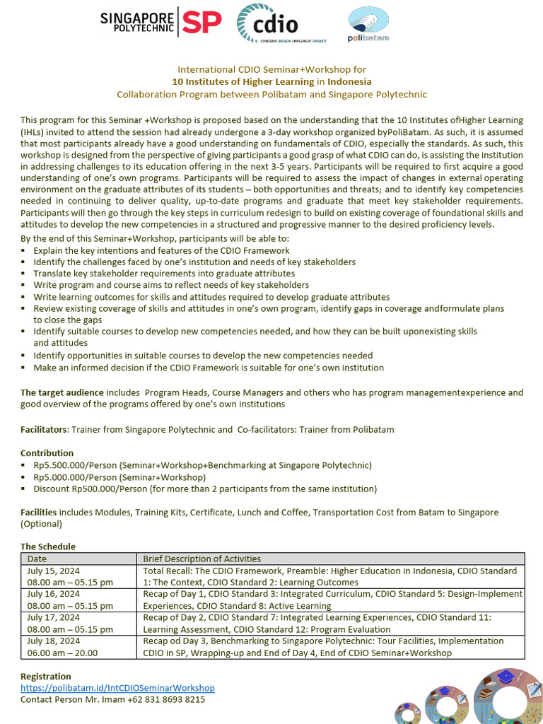 International CDIO Seminar+Workshop at Batam & Singapore | PDF