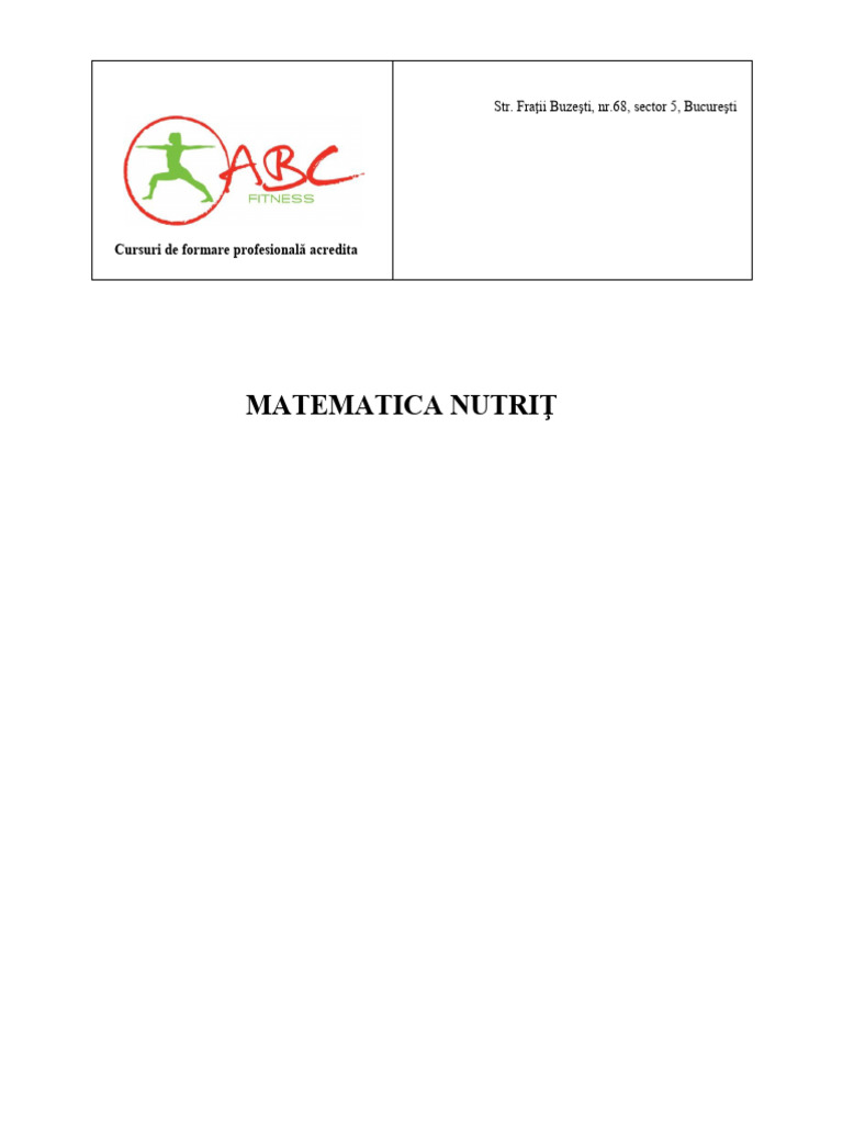Proiect Matematica Nutritiei | PDF
