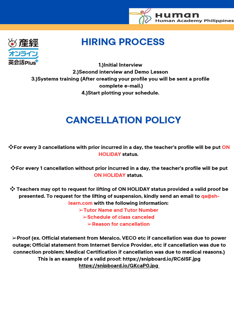 Cancellation Policy 2024 | PDF