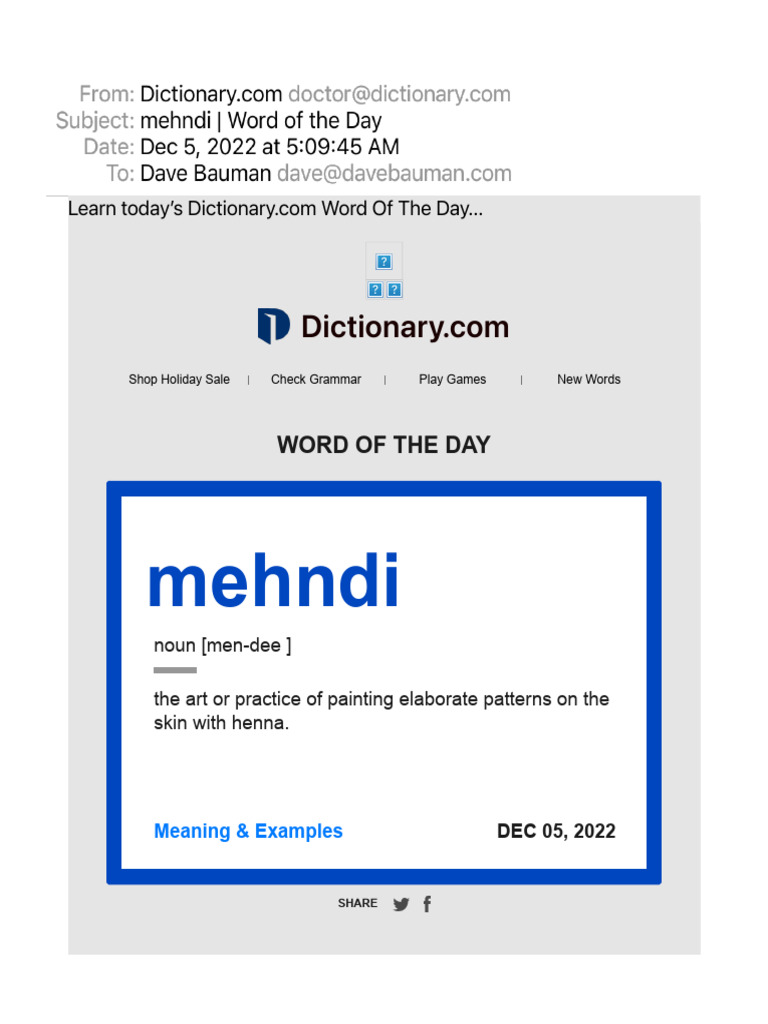 Mehndi Word of The Day | PDF
