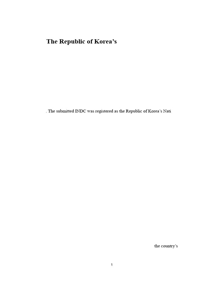 The Republic of Korea's Enhanced Update of Its First Nationally ...