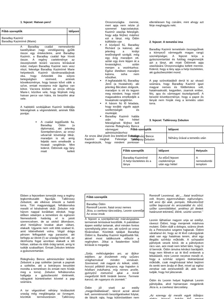 Fejezet: Hatvan Perc! Főbb Szereplők Időpont | PDF