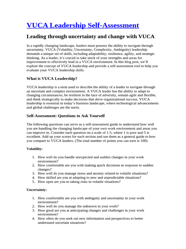 VUCA Leadership Self | PDF