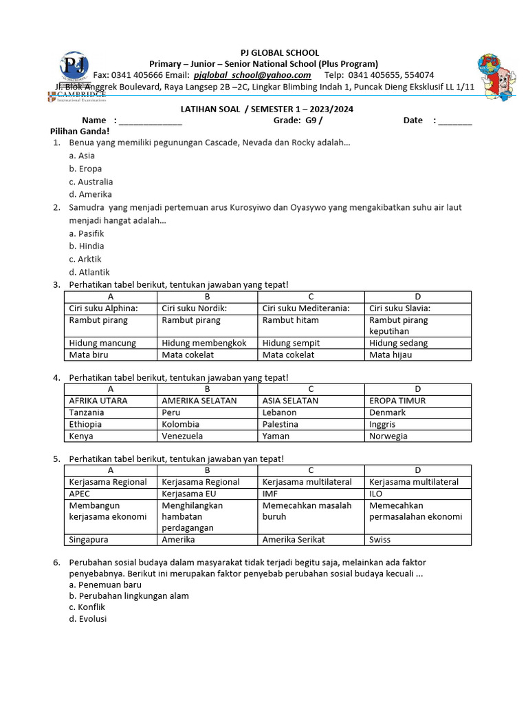 LATIHAN SOAL G9 | PDF