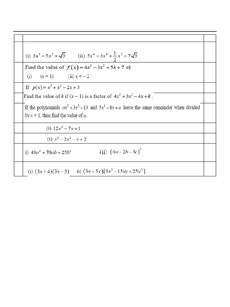 Grade 9 Polynomials Test | PDF