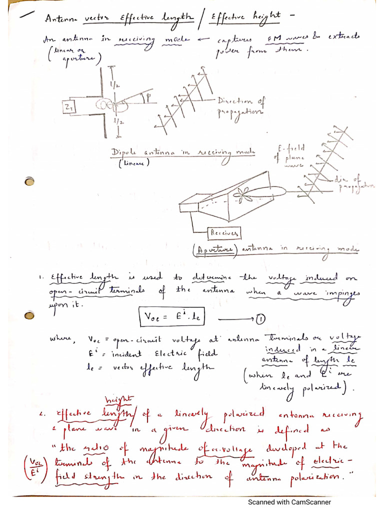 Lecture 9 Effective Length and Antenna Areas | PDF