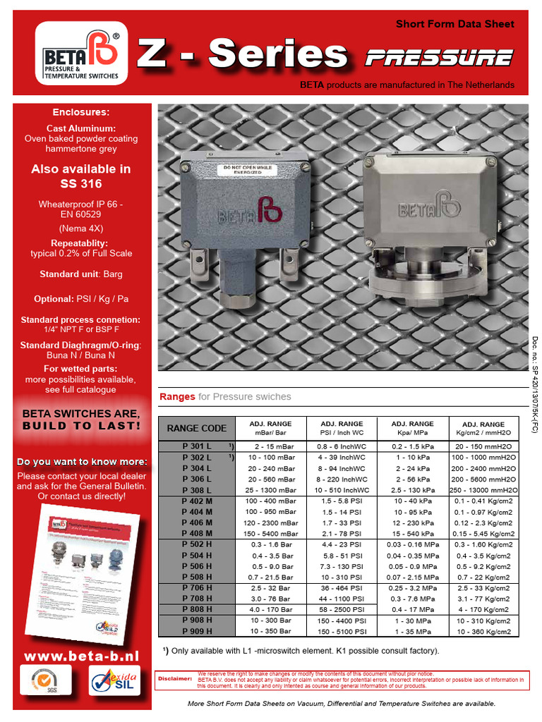 Z Series Pressure SQ 04.03.2014 | PDF