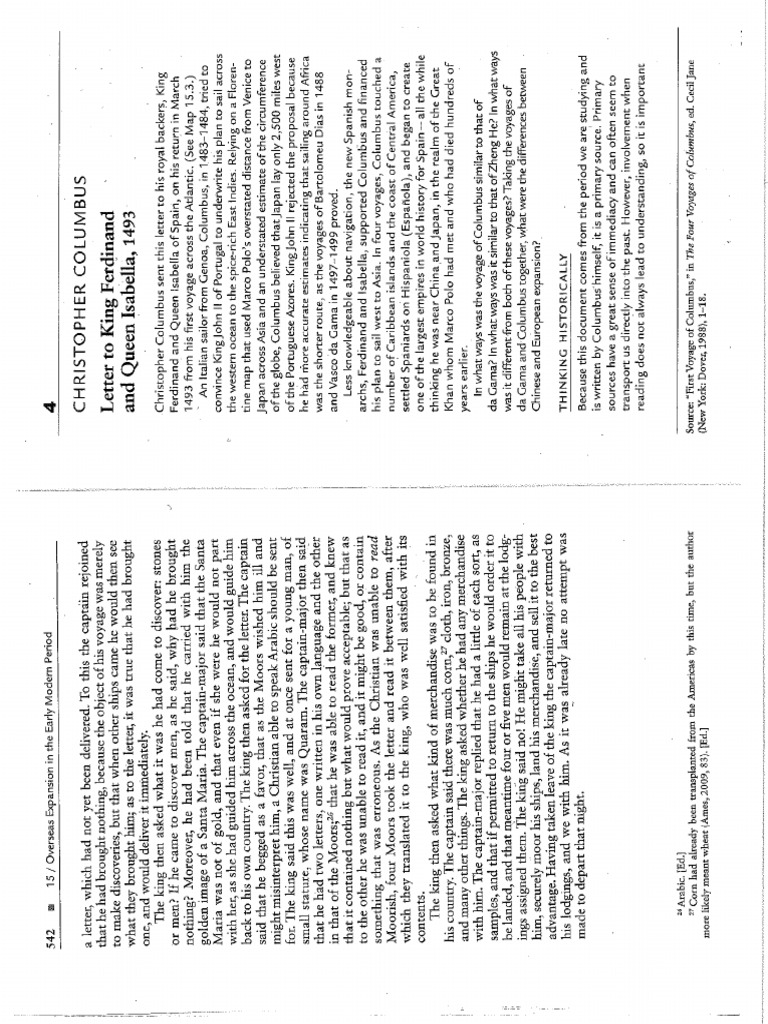 Letter - Columbus To Spanish Monarchs | PDF