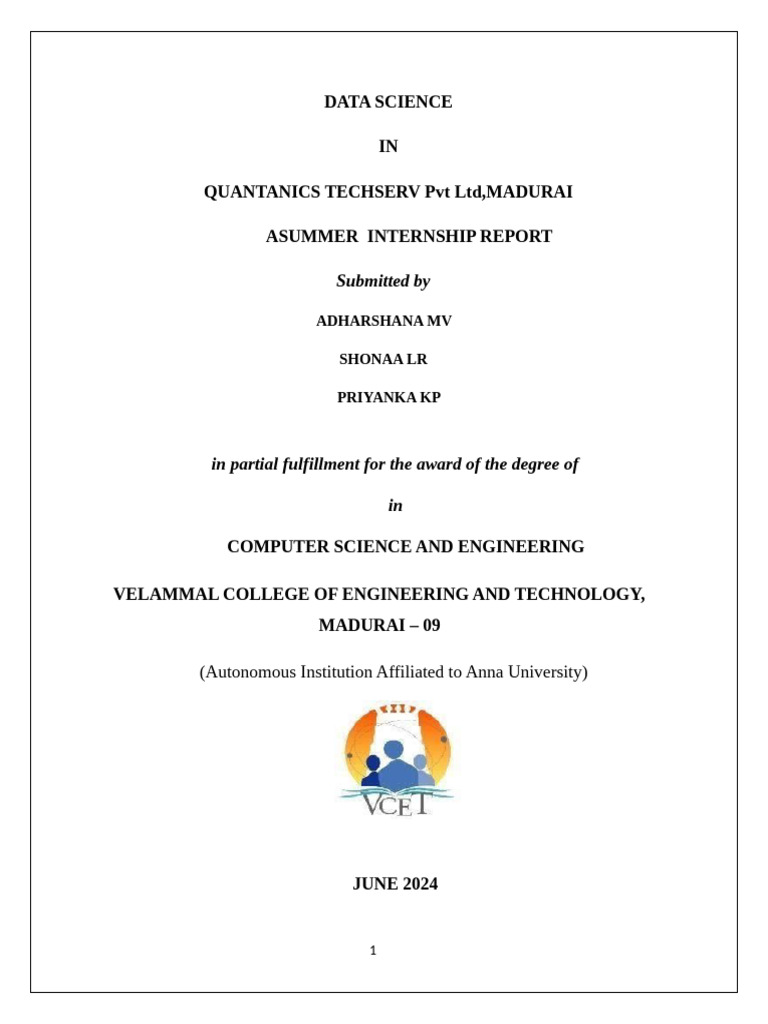 Intern Report Quantanics FINAL | PDF