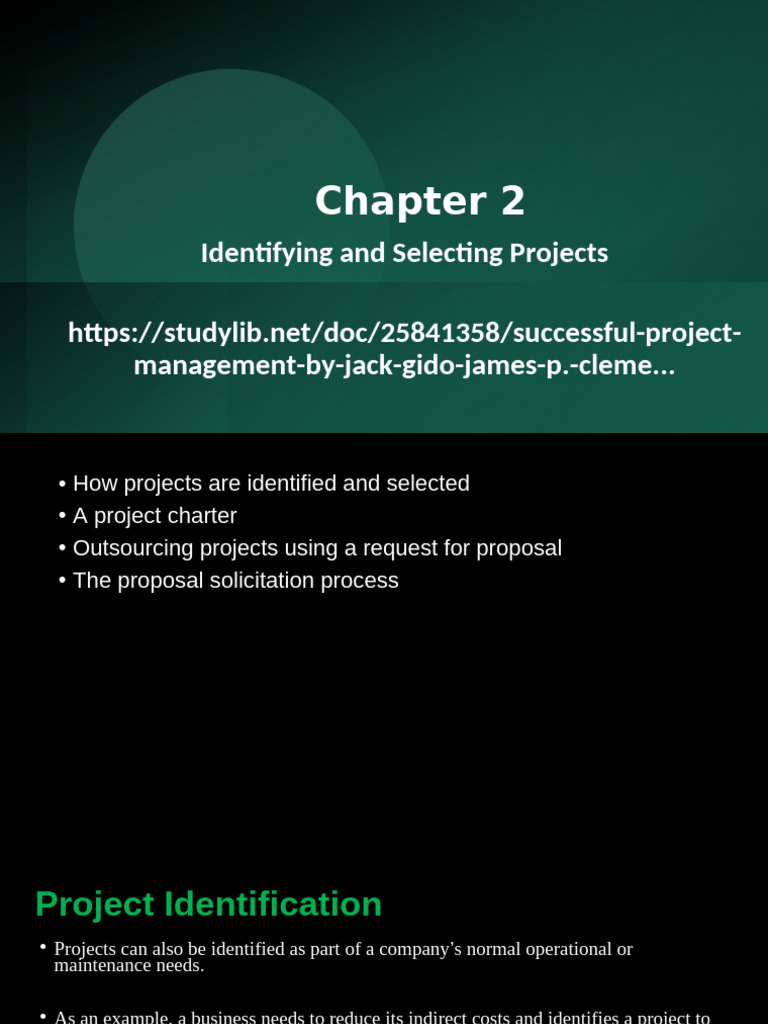 Chapter2 Identifying and Selecting Projects | PDF