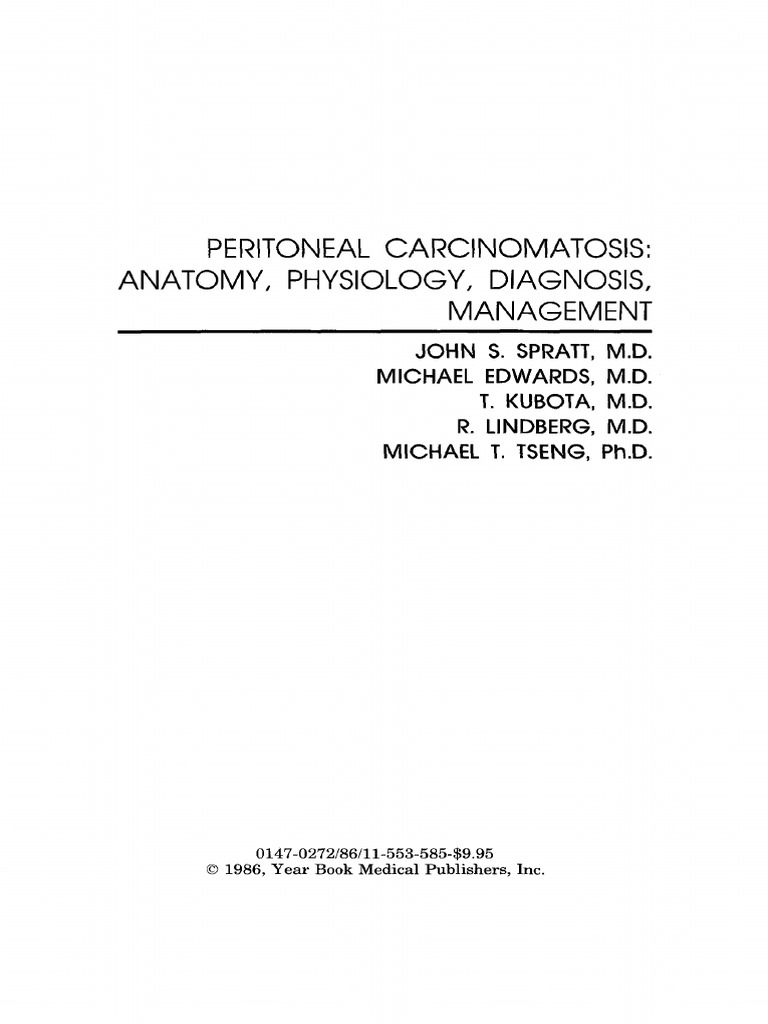 Peritoneal Carcinomatosis Anatomy Physio | PDF