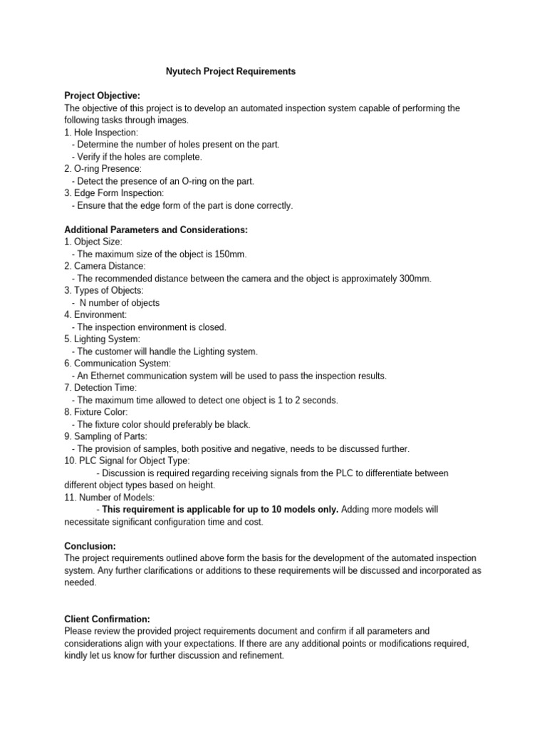 Nyutech Project Requirements Document | PDF
