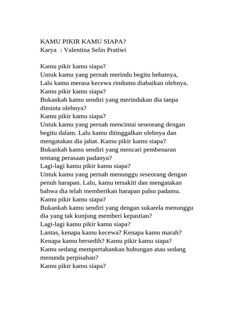 Kamu Pikir Kamu Siapa | PDF