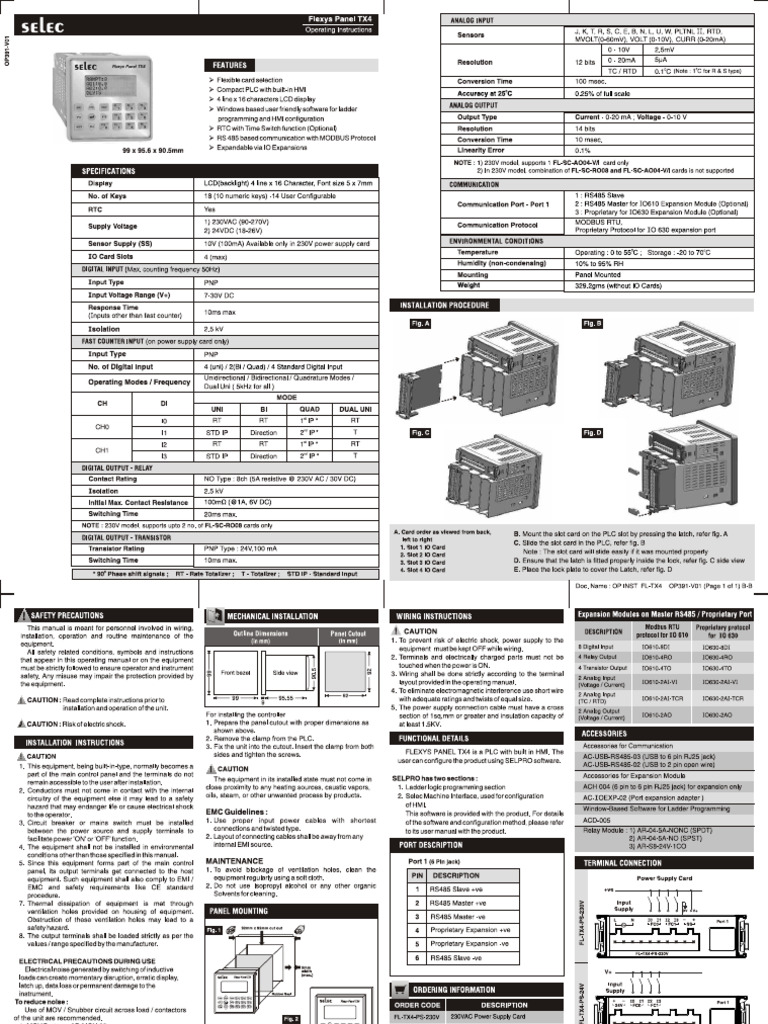 Flexys Panel TX4 Operating Manual | PDF