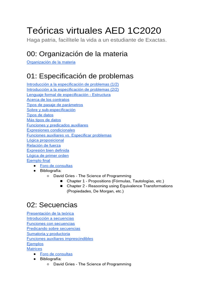 Teóricas Virtuales AED 2020 | PDF