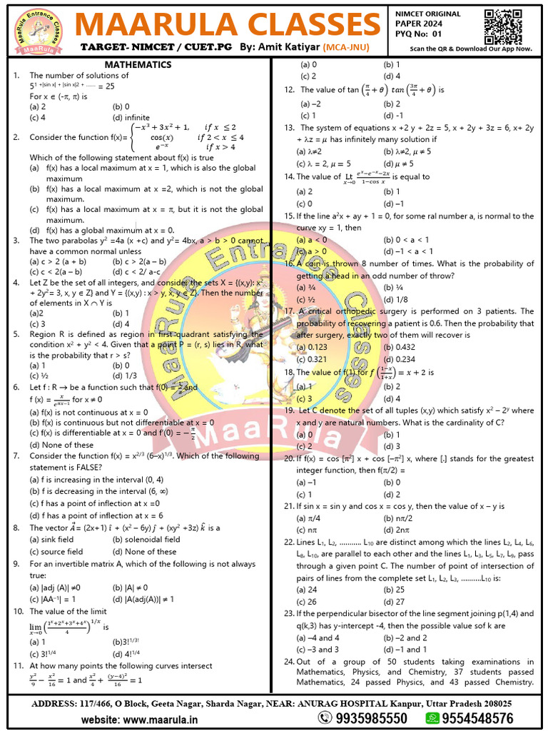 NIMCET 2024 Paper | PDF